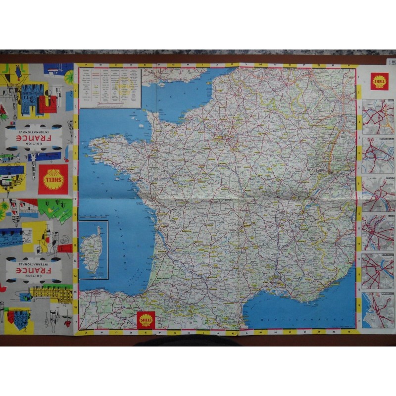 Shell Touring Karte Frankreich (France) 1962